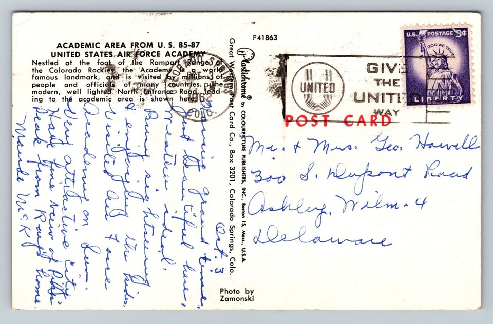 c1962 United States Air Force Academy Colorado Springs CO VINTAGE ...