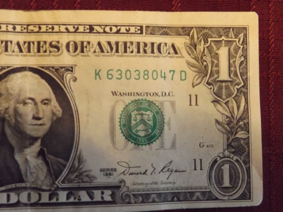 OLD RARE SERIES 1981 $1 ONE DOLLAR BILL - SERIAL NUMBER K 63038047 D | eBay