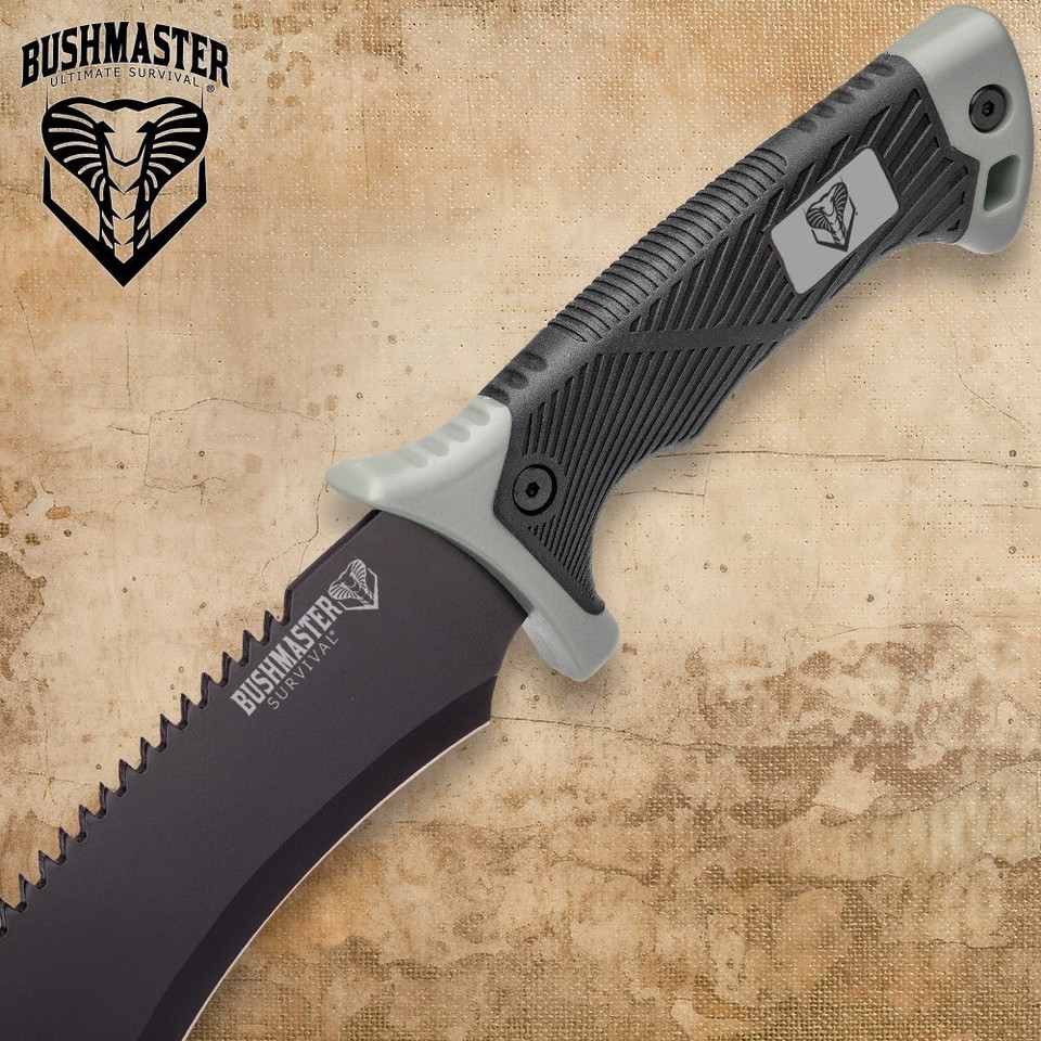 Bushmaster Kukri Machete Knife with Nylon Sheath | Sawback Blade | 18 ...