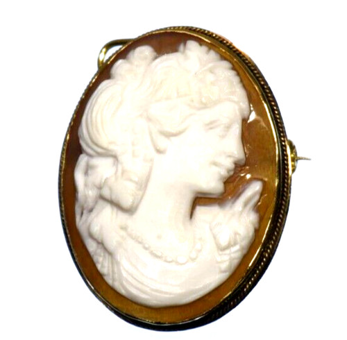 SOLID 18K Gold Mediterranean Conch Shell Cameo Pi… - Gem