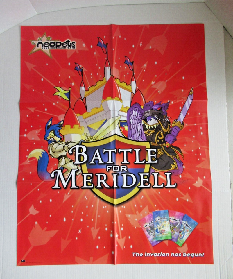 Neopets TCG Battle For Meridell STORE DISPLAY POSTER 22X28 WOTC RARE ...