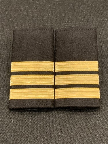 Epaulet Pilot Epaulette Sliders 3 Gold Bars Captain on Black Cloth | eBay