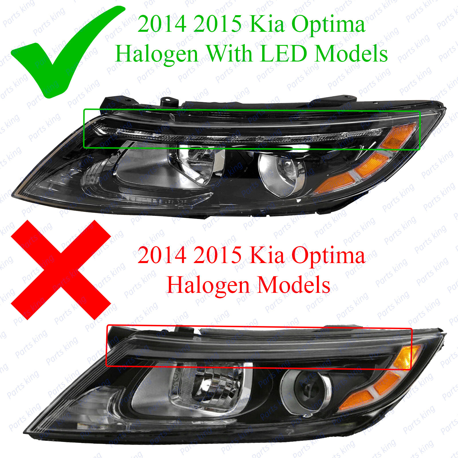 For 2014 2015 Kia Optima Halogen Headlight w/ LED DRL w/ Bulbs Left ...