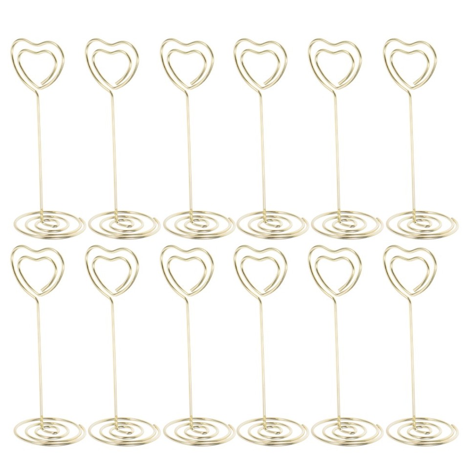 12 Pcs Table Picture Holder Heart Shape Holders Place Card Paper Clips ...