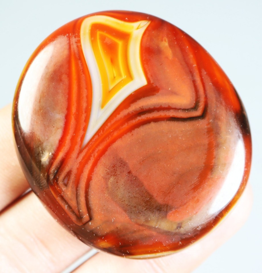 Natural Red Stripe Agate Quartz Crystal Palm Stone Healing Mineral ...