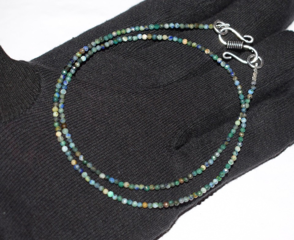 925 Silver Third Eye Chakra Round Azurite Gemstone Beaded New Necklace ...