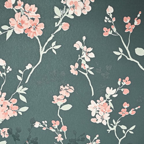 Green Floral Wallpaper Thick Textured Slightly Imperfect Feature Paste ...