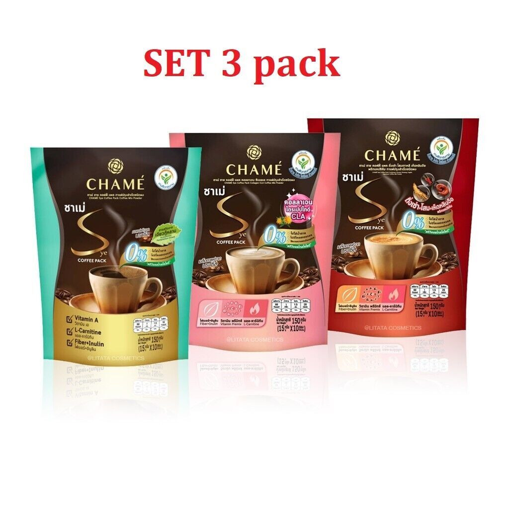 CHAME Sye Instant Coffee Mix Pack Collagen Cordyceps Jiaogulan (SET 3 ...
