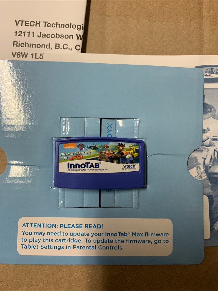 INNOTAB VTECH GAME NICKELODEON PAW PATROL PUPS SAVE A UFO 4-7 YEARS ...