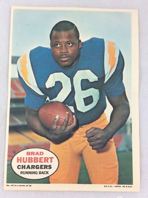 NFL 1968 Topps Football Poster Insert-Brad Hubbert, San Diego Chargers ...