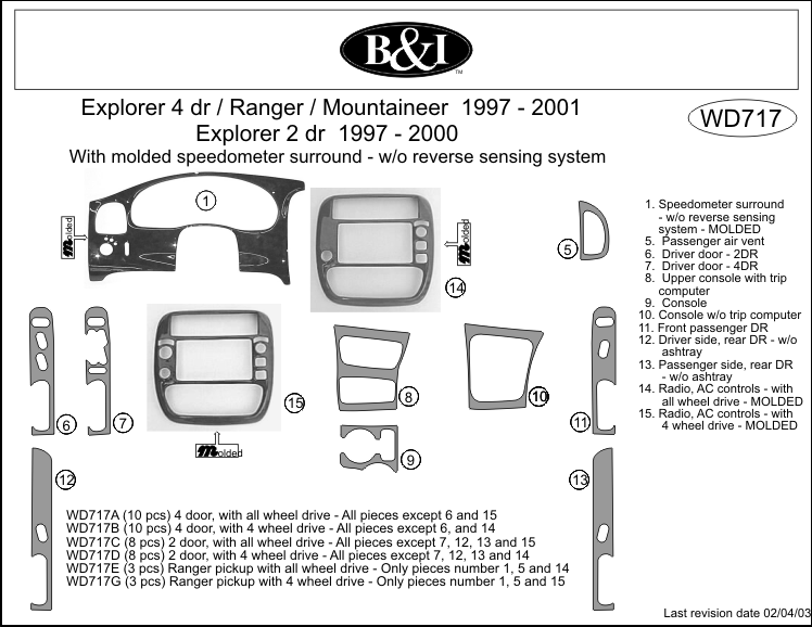 1998 Ford Ranger Interior Parts