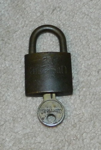 Vintage Us Army Military USA American Lock Co Brass Padlock With Key ...