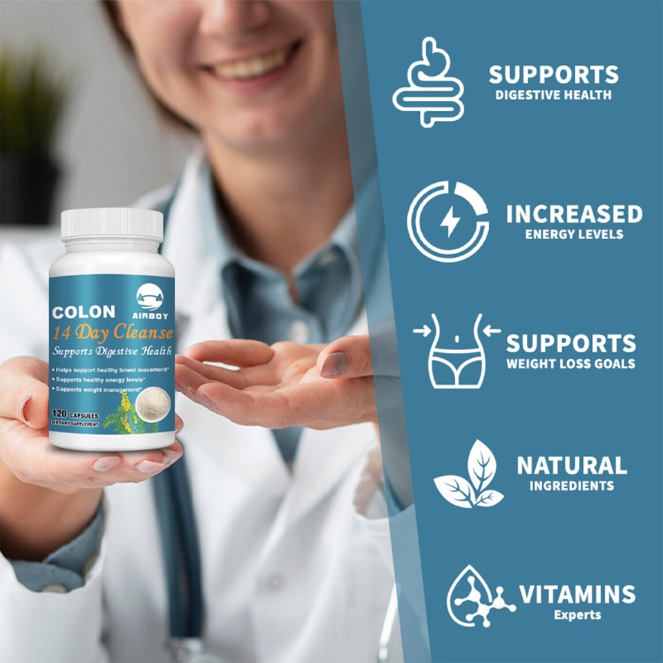 120pcs Colon 14 Day Cleanse Capsules - Psyllium Husk - Gut Cleanse ...