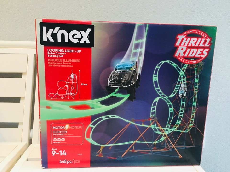 K'nex Thrill Rides Looping Light-up Roller Coaster Building Set 448pc ...