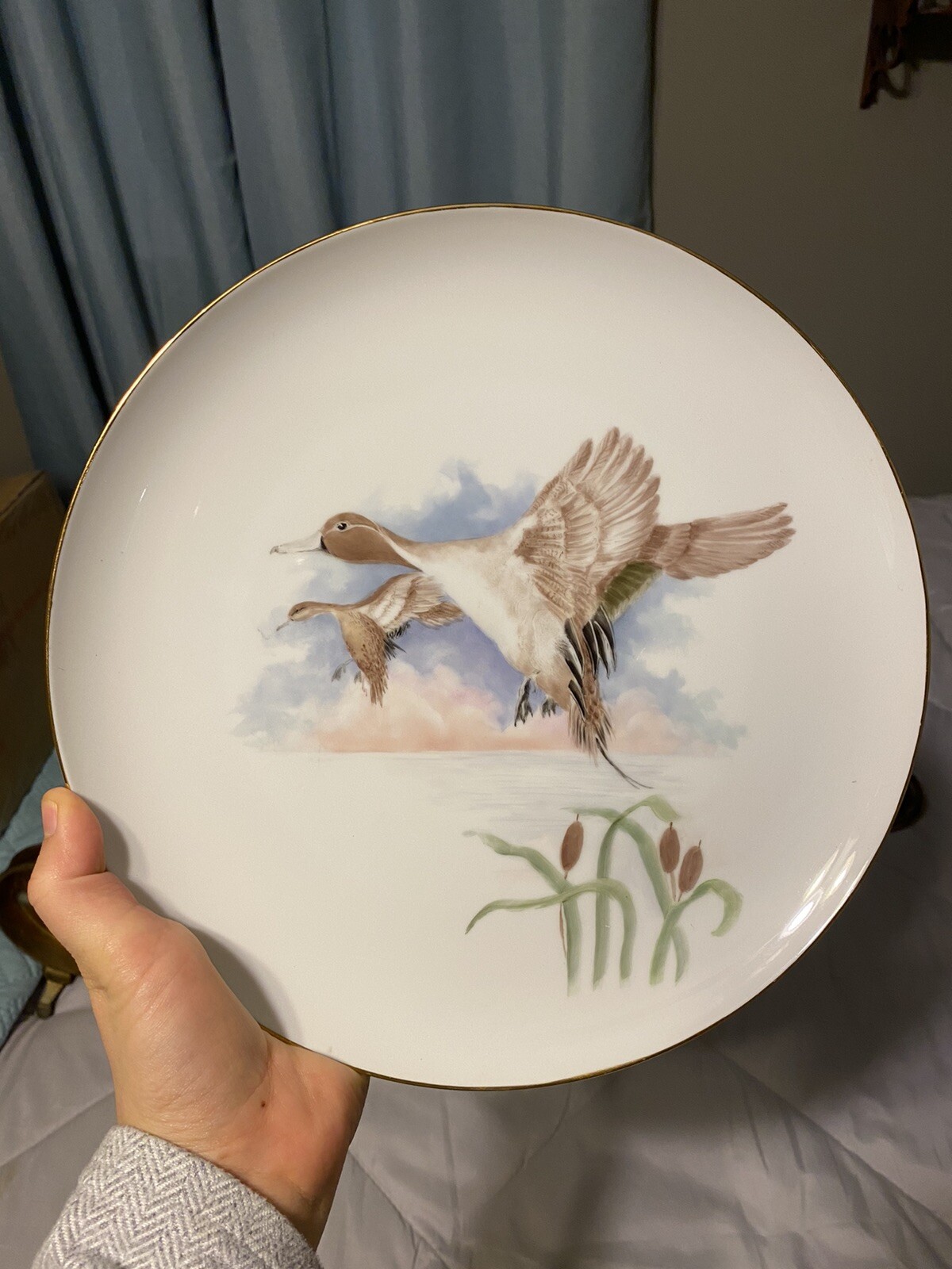 Hand painted duck geese plate decorative signed bros of America Vintage ...