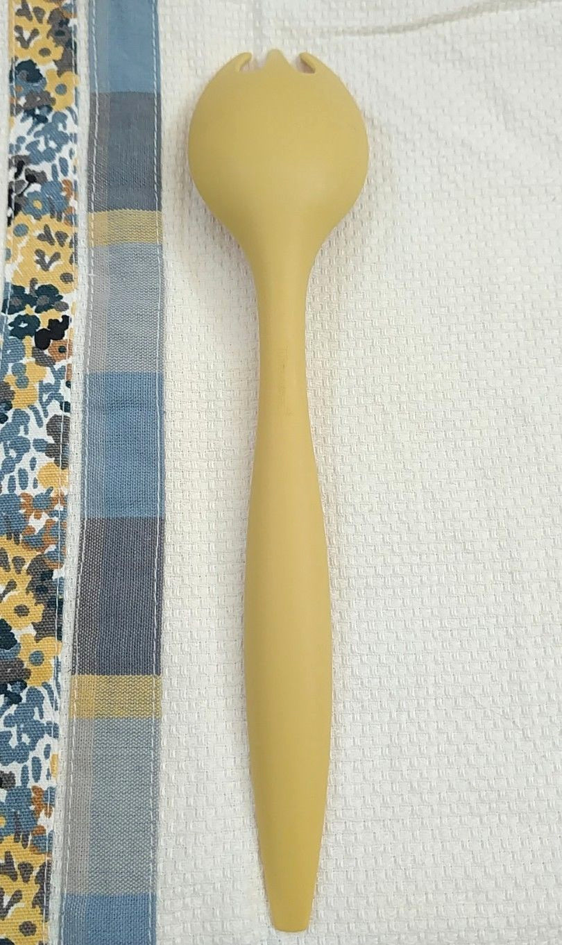 Vintage Tupperware Spoon Fork Solid Yellow 12" Serving Kitchen Cooking ...