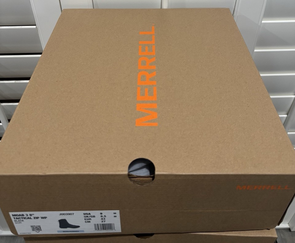 NEW Merrell Moab 3 8" BLACK Tactical Zip Waterproof Boots (Men’s Size 9 ...