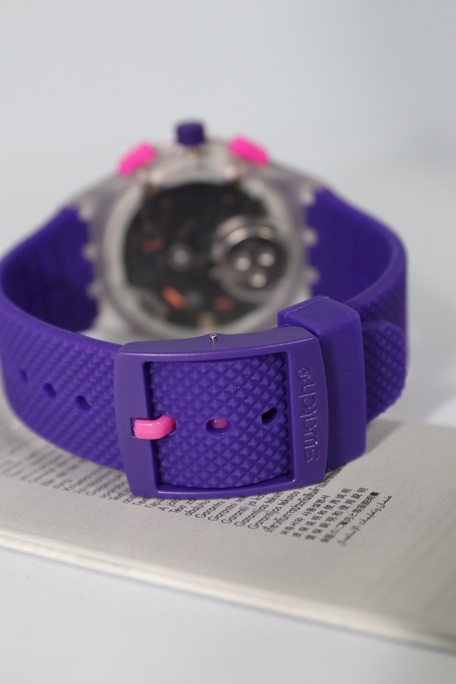 NEW RARE SWATCH SWISS MADE PURP-LOl CHRONOGRAPH WATCH, SUSK400 NEW 42MM ...