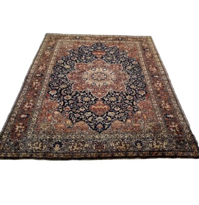 Antique 8 X 11 Tabreez Carpet Rug Fine Weave Navy Blue Rust Gold Sage ...