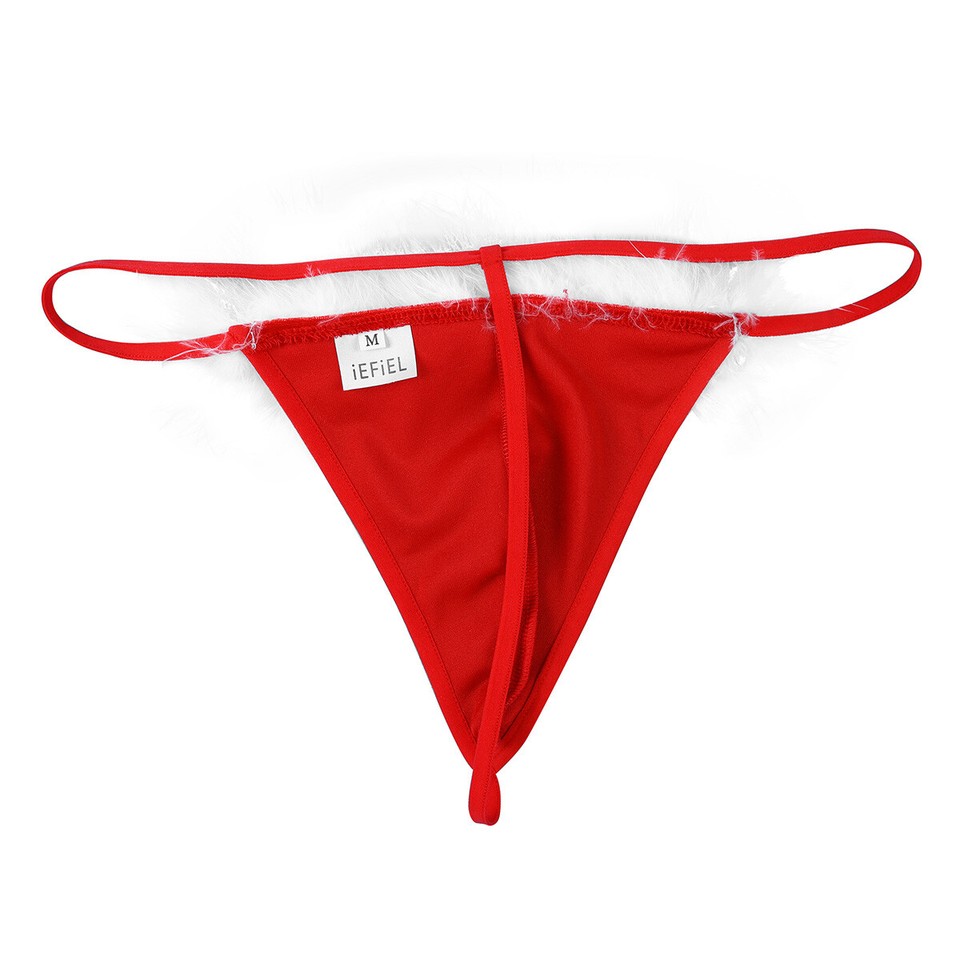 Us Mens One Piece Underwear Christmas Pattern Mankini Thong Novelty
