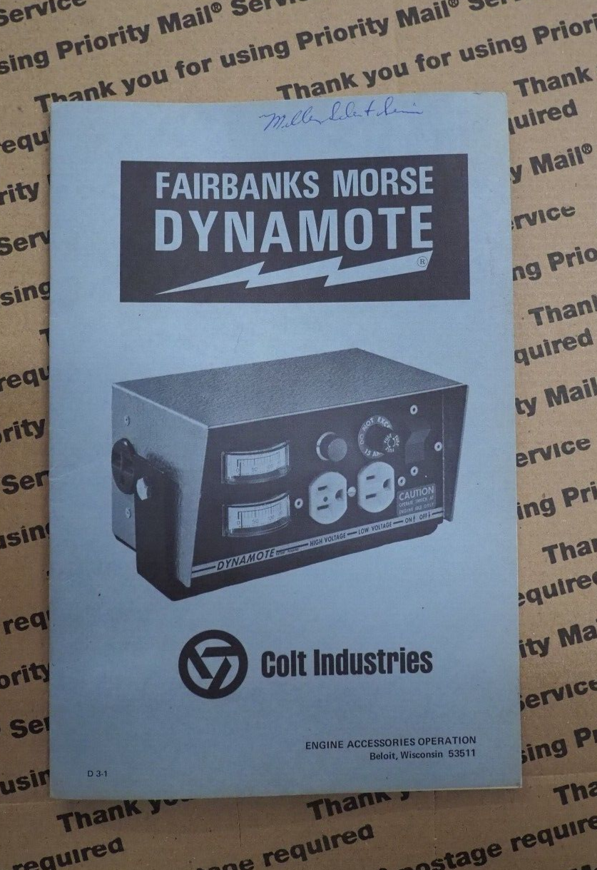 fairbanks morse (colt) DYNAMOTE manual D3-1 model SG Used bx256 | eBay
