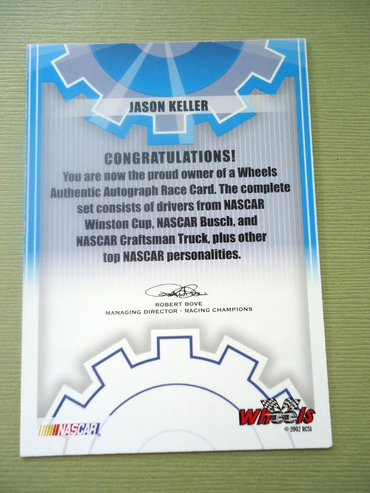 Jason Keller - 2002 Wheels Autographed Car Racing card - Certified ...
