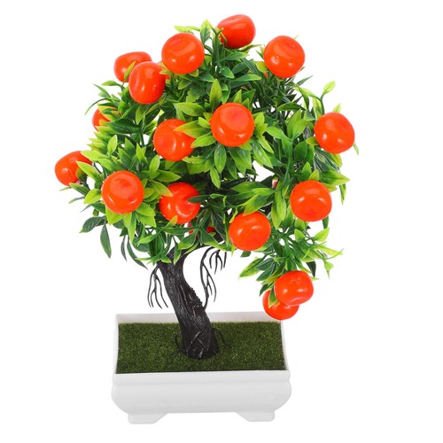 1PC Simulation Orange Tree Bonsai Fake Orange Potted Ornaments Desktop ...