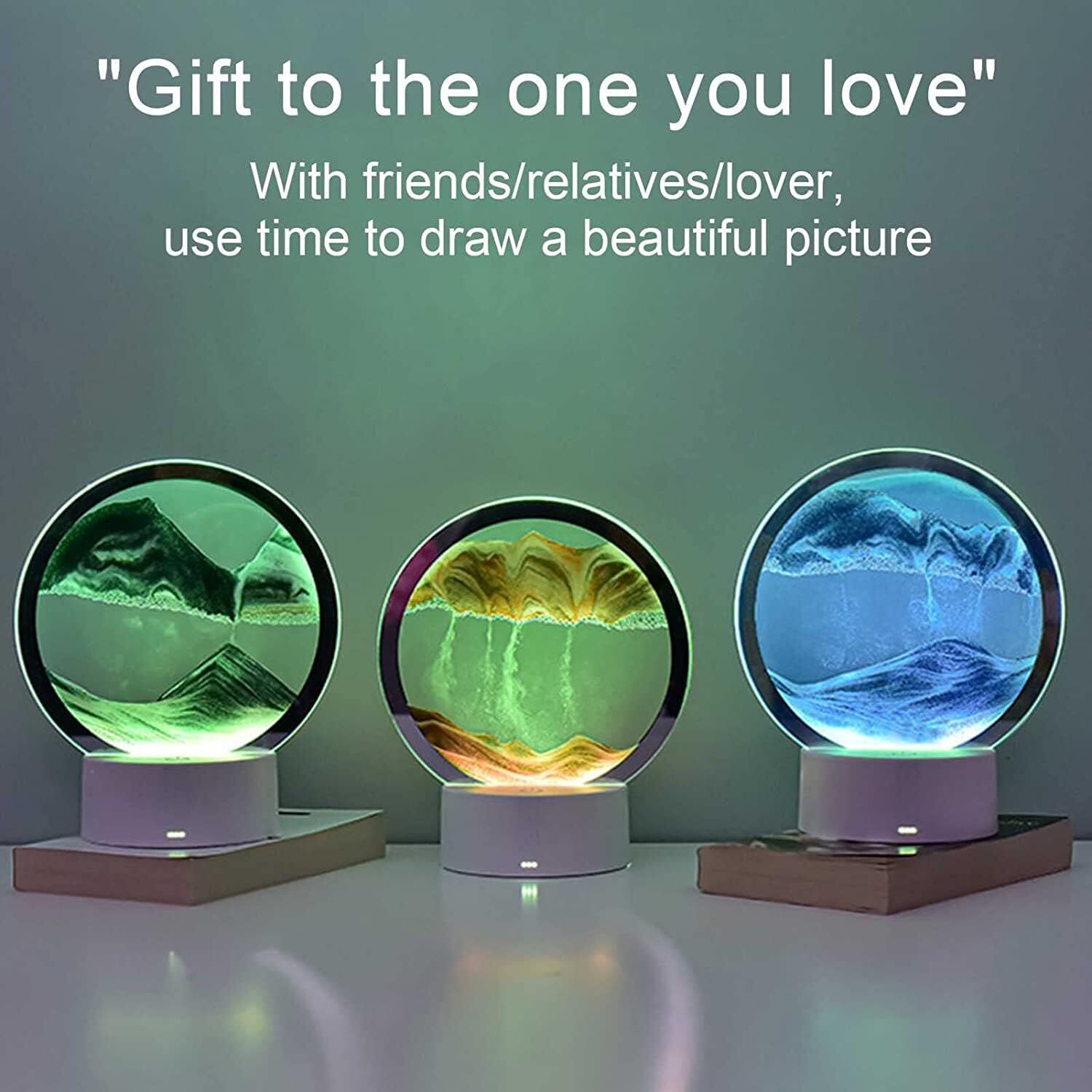 Fließende Sandbild mit LED Licht 3D Sandscape Sanduhr Landschaft ...