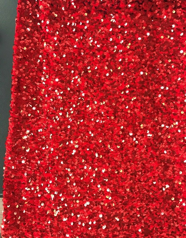 Luxury Red Stretch Velvet Sequin Fabric, 55” Wide, | eBay
