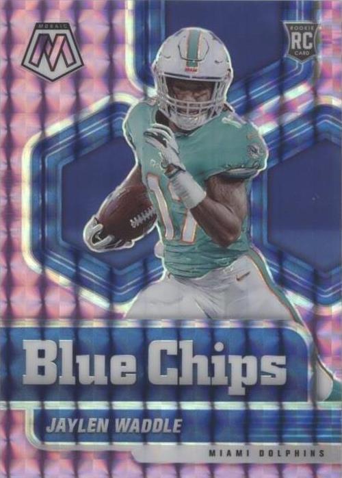 2021 Panini Mosaic - Blue Chips Jaylen Waddle #8 Purple Mosaic Prizm ...