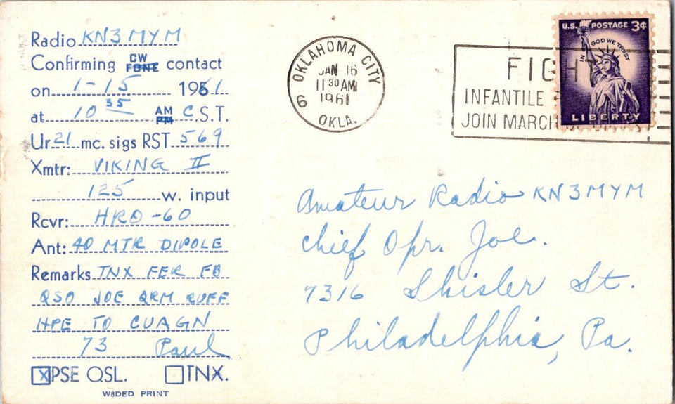 QSL QSO Card CB HAM Radio PostCard | eBay