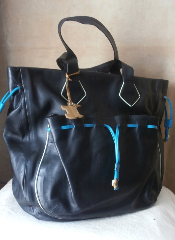 Radley Black Real Leather Grab/Handle/Hand/Shoulder Bag/Bag Charm/Cover ...