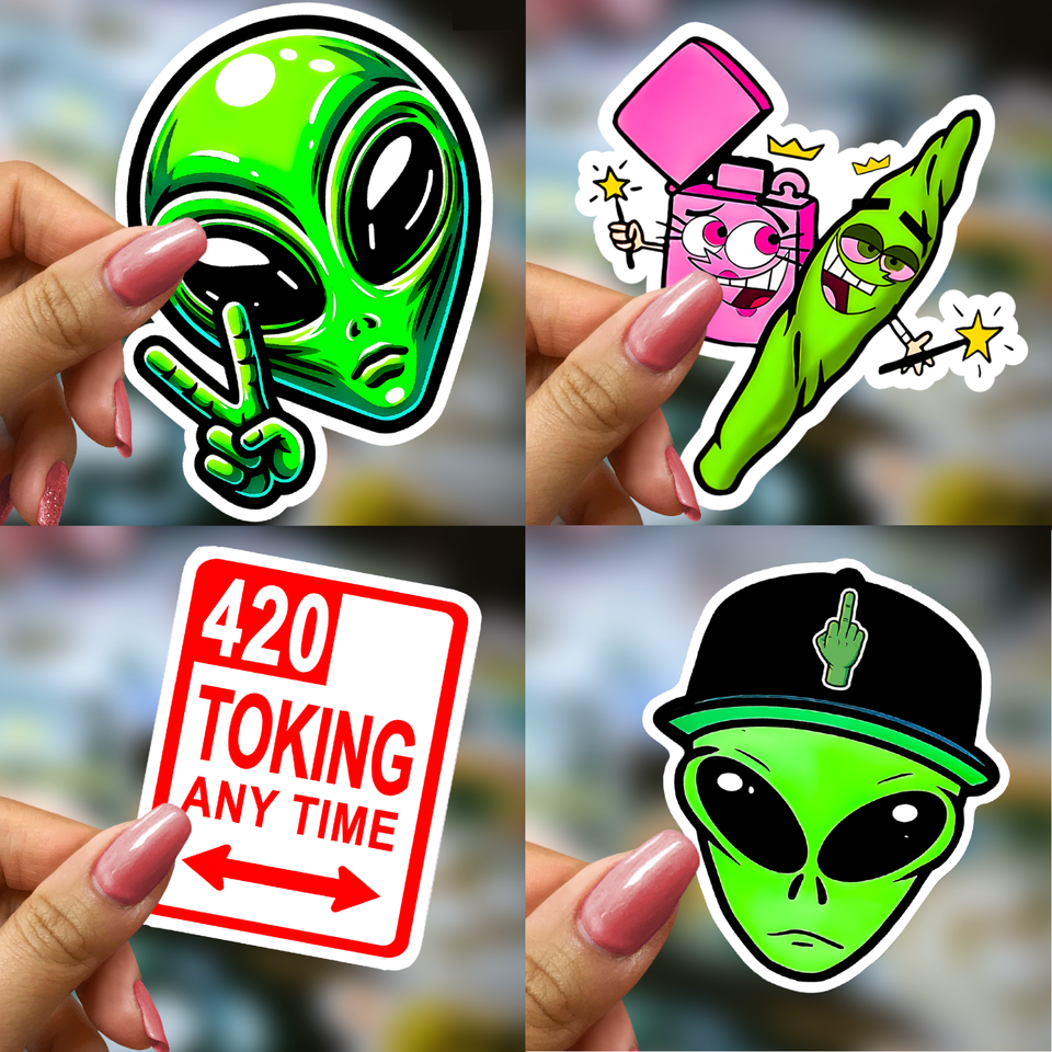 50 Weed Sticker Pack – Skater Graffiti Cannabis Decals for Laptop ...