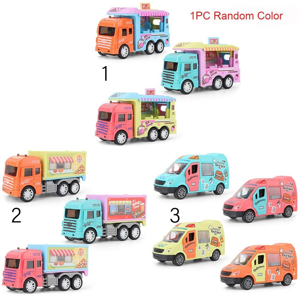 Door Van Lorry Model Ice Cream Truck Mini Inertia Car Kitchen Role Play ...