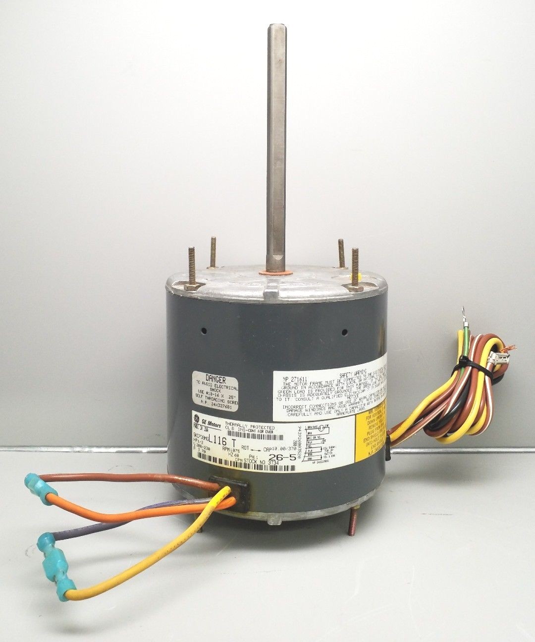 GE 5KCP MOTOR 1075RPM 1/2HP 1PH GENERAL ELECTRIC 5KCP39MGL116T CARRIER ...