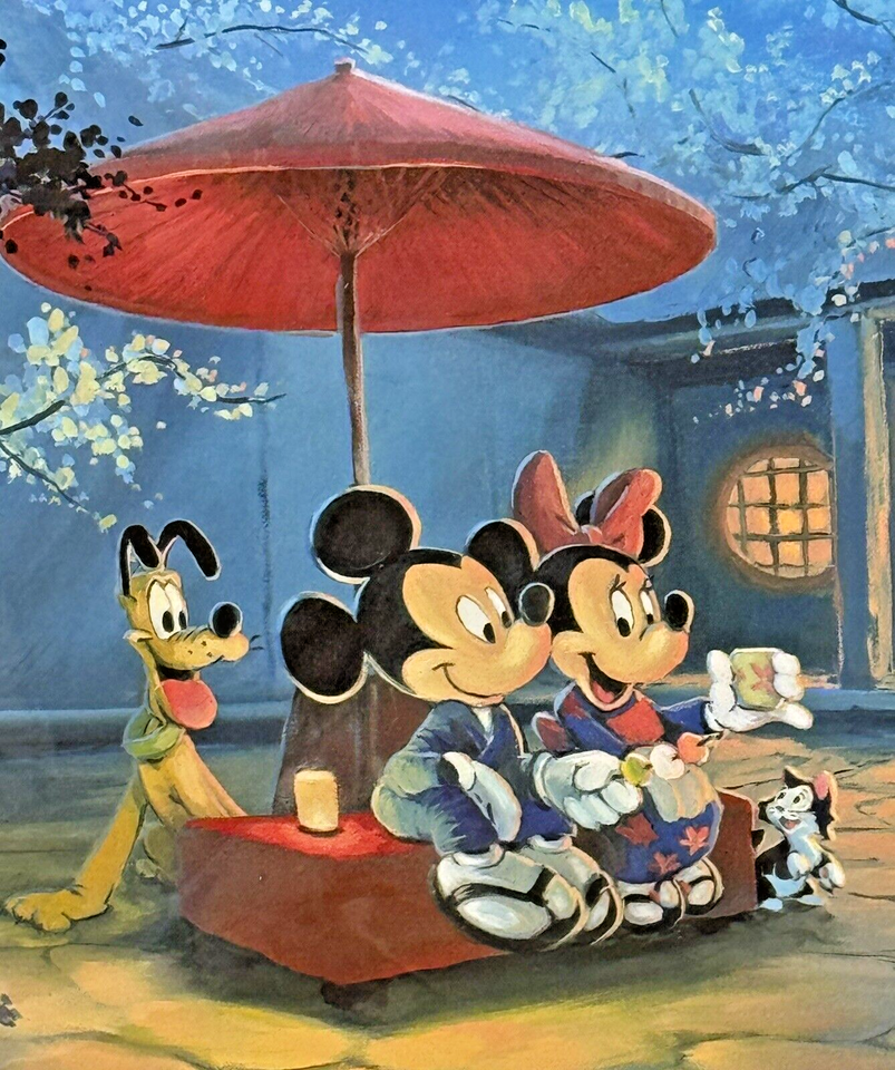 RETIRED DISNEY FINE ART "SUMMER NIGHT" MICKEY & MINNIE MOUSE LITHOGRAPH ...