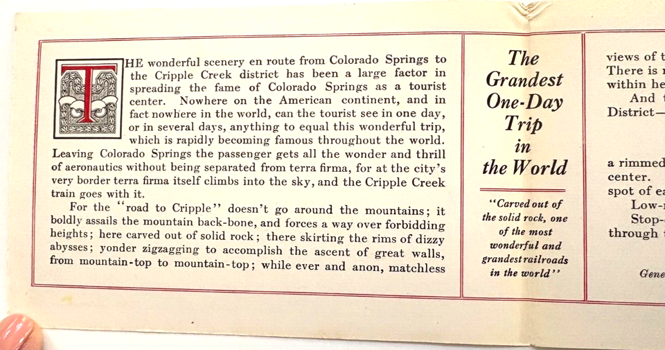 Beautiful Little Vintage Pull-Out Travel Pamphlet "The Cripple Creek ...