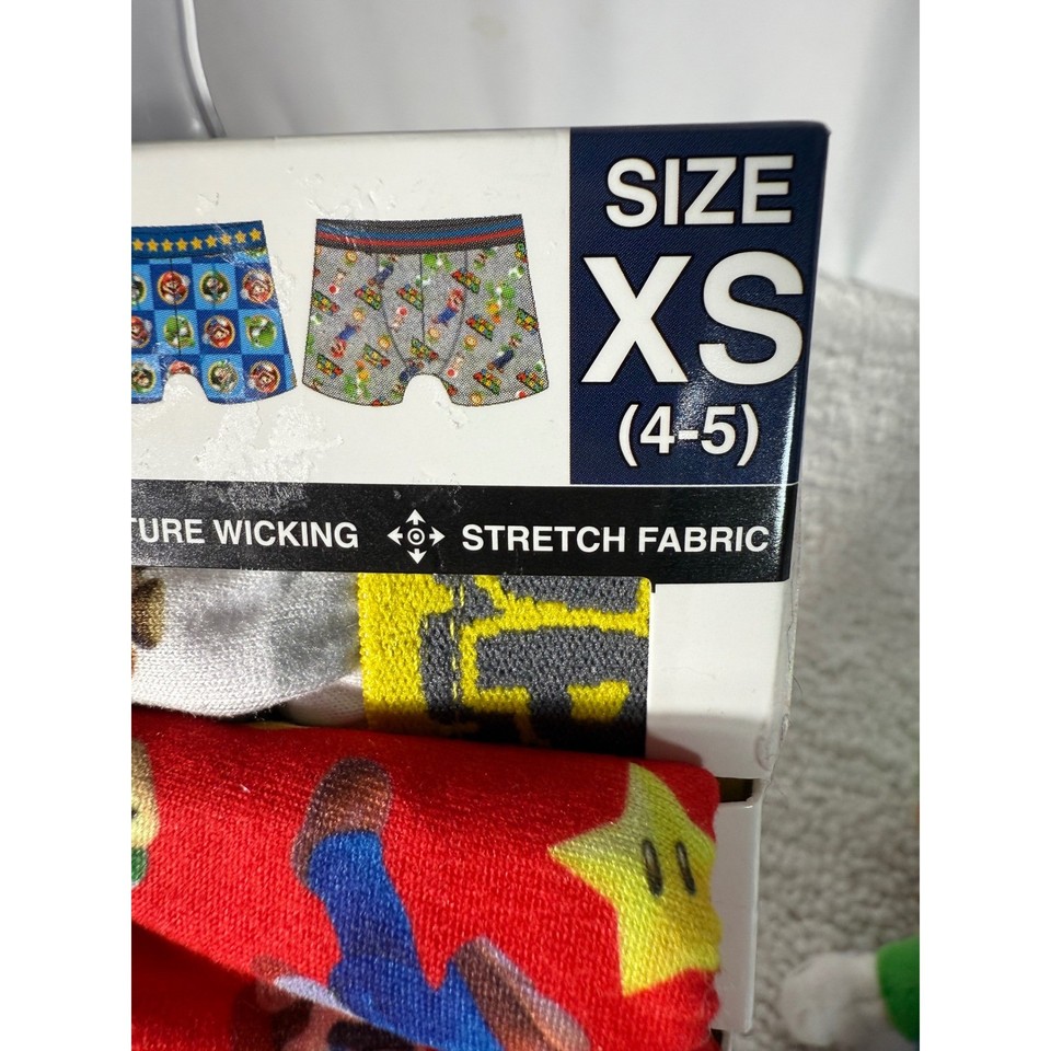 Super Mario Bros Boys Boxer Briefs XS (4-5) Underwear New and 3 Plushie ...