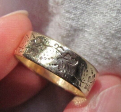Antique JR Wood & Sons Solid 14k Yellow Gold Ring Band Size 8.25 Grape ...