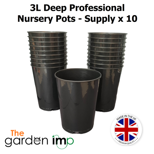 3L Deep Rose Plant Pots Tall Round Black Plastic Strong Litre Pot UK ...