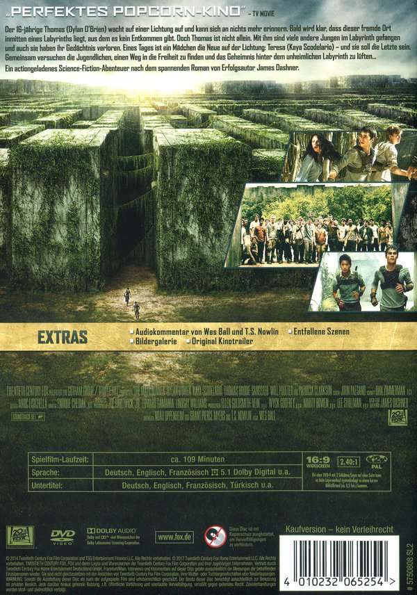 Maze Runner #1 (DVD) Auserw.im Labyrint Min: 109/DD5.1/WS - Fox 5750808 ...