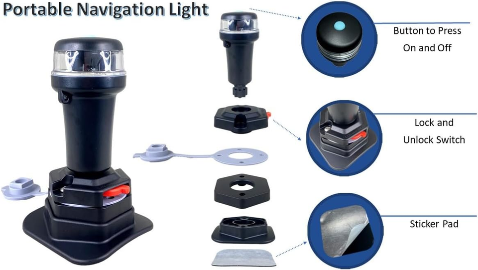 Navigation Lights for Boats LED - Red/Green Battery Powered Nav Lights ...