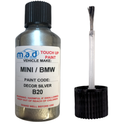 BMW DECOR SILVER 2 - B20 ALLOY WHEEL TOUCH UP PAINT 30ML CURB SCRATCH M ...