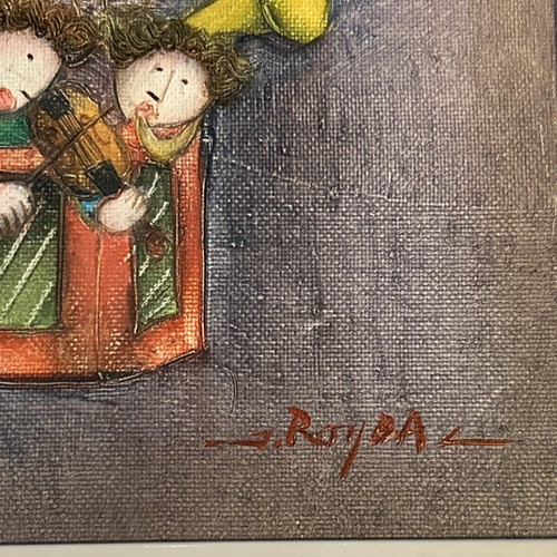 Signed JOYCE ROYBAL Oil Painting FRAMED ART Musicians Hot Air Balloons ...