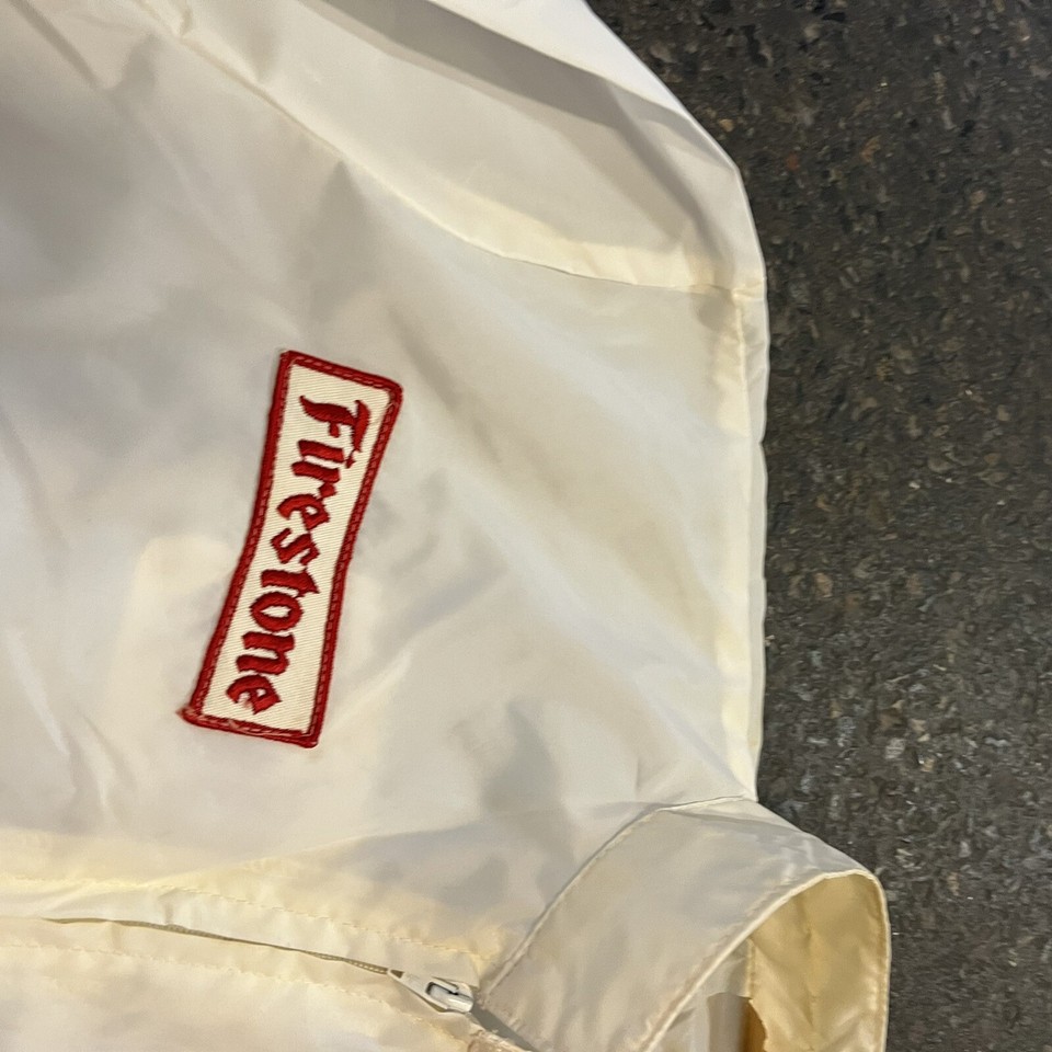 Vtg 1960s FIRESTONE White Red Stripe RACING NYLON Team JACKET ...