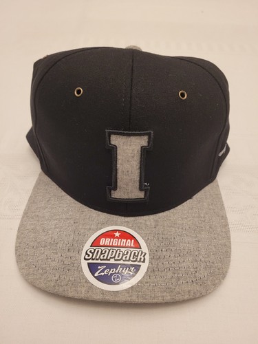 University Of Illinois Hat Cap Zephyr Snapback Black and Grey. NEW w ...