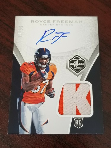 2018 Limited Silver Rookie Auto Jersey #116 Royce Freeman Broncos #'d ...