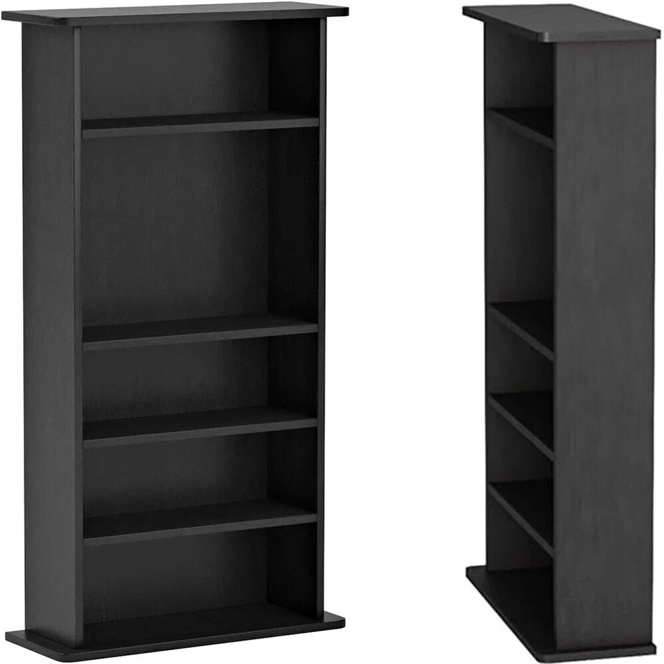 5-SHELF MULTIMEDIA STORAGE CABINET ORGANIZER MOVIE TOWER STAND CD DVD ...