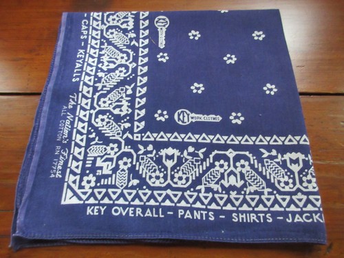 VTG Bandana Keyalls Color Handkerchief Blue Promo Key Work Clothes ...