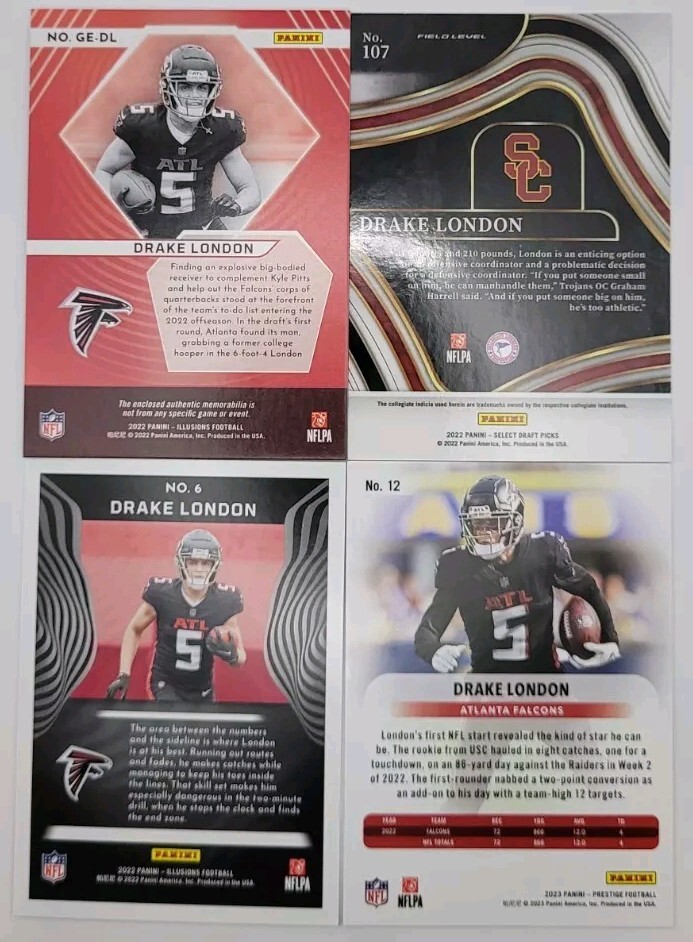 Drake London 4 Card Lot Rookie Cards And Parallels Atlanta Falcons NFL ...